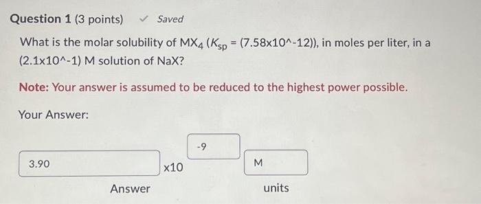 Solved What is the molar solubility of | Chegg.com
