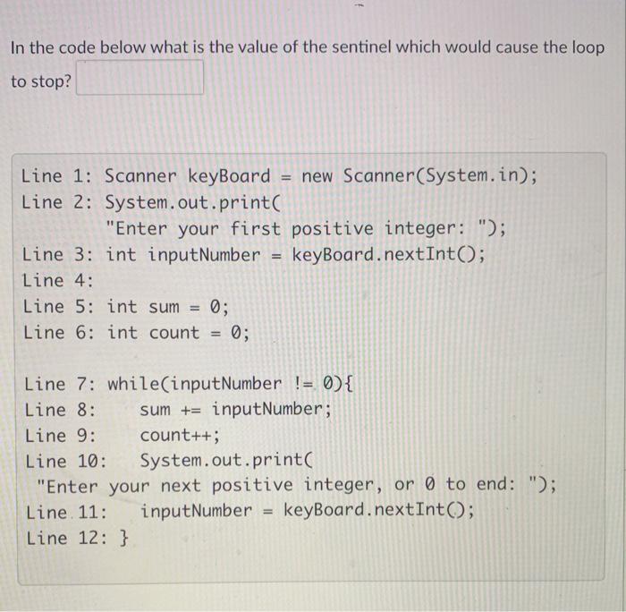 Solved In the code below which line number is the loop | Chegg.com