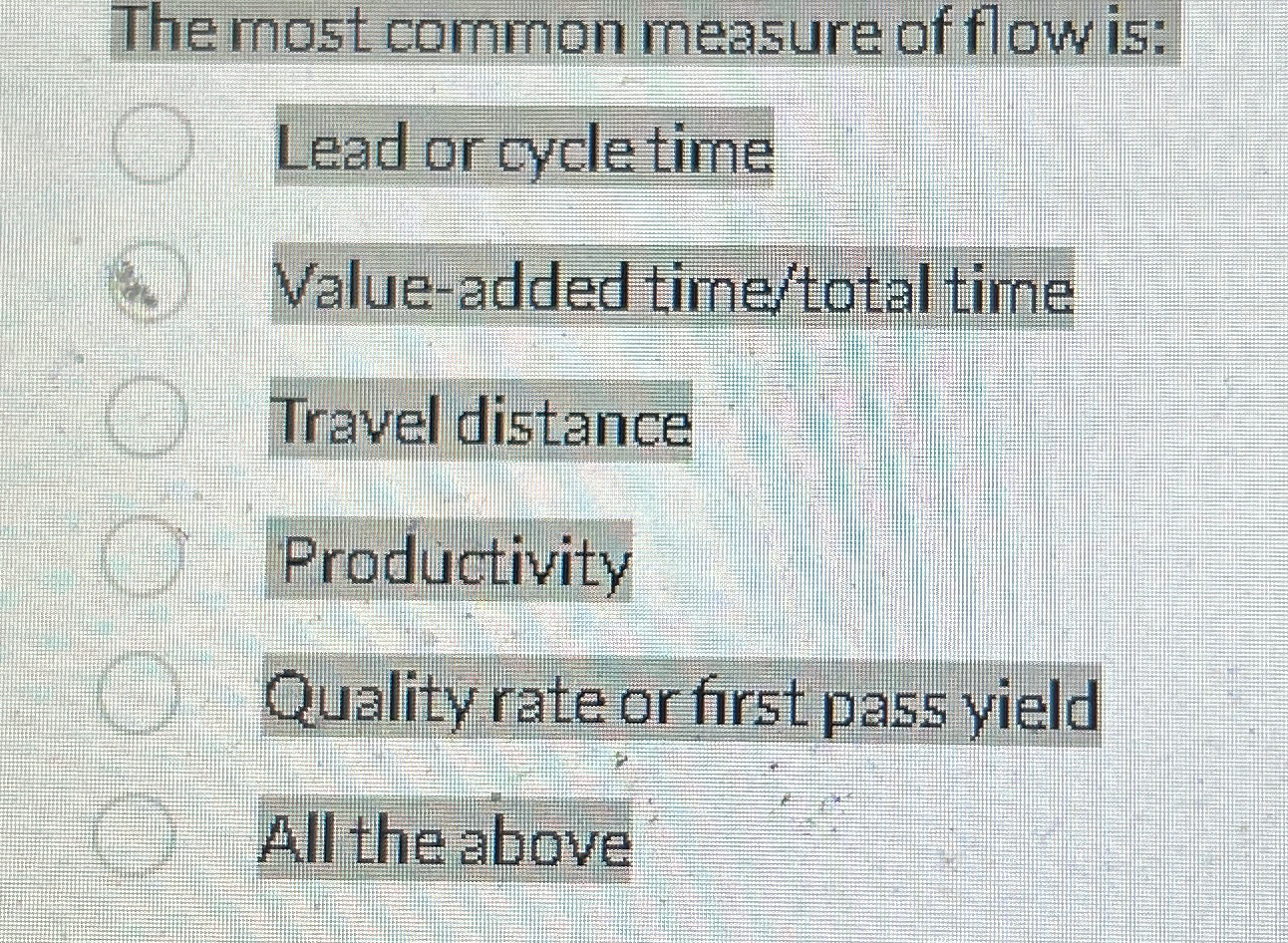 Solved The most common measure of flow is:Lead or cycle | Chegg.com