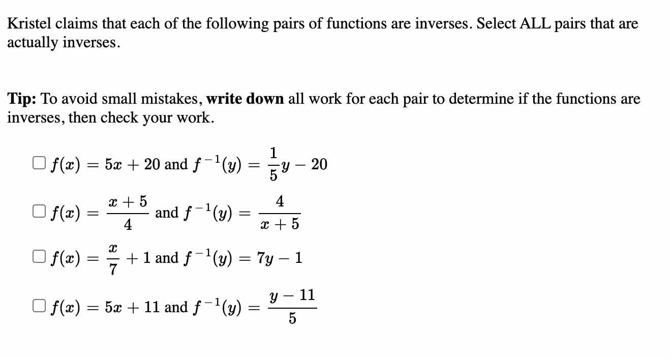 Solved Kristel claims that each of the following pairs of | Chegg.com