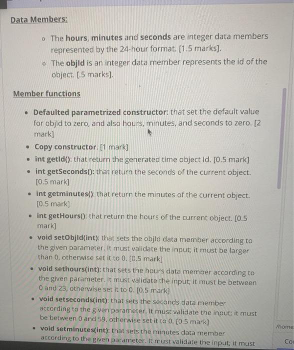 Solved Define and implement a class MyTime as described in | Chegg.com