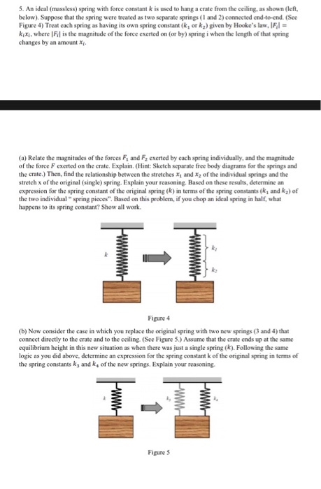 Solved 5. An ideal (massless) spring with force constant k | Chegg.com