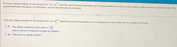 Solved Find any critical numbers for the function | Chegg.com