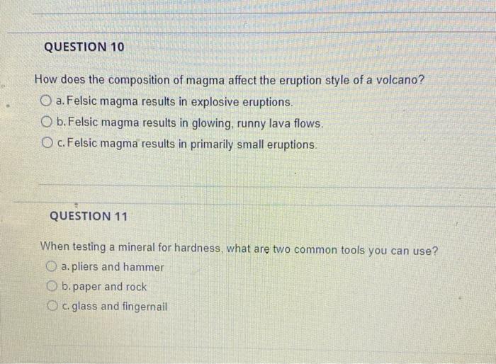 Solved How does the composition of magma affect the eruption | Chegg.com