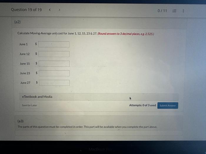 Solved Calculate Moving Average Unit Cost For June 3785