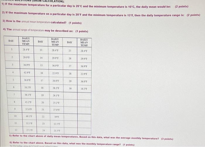 Solved 1) If the maximum temperature for a particular day is | Chegg.com