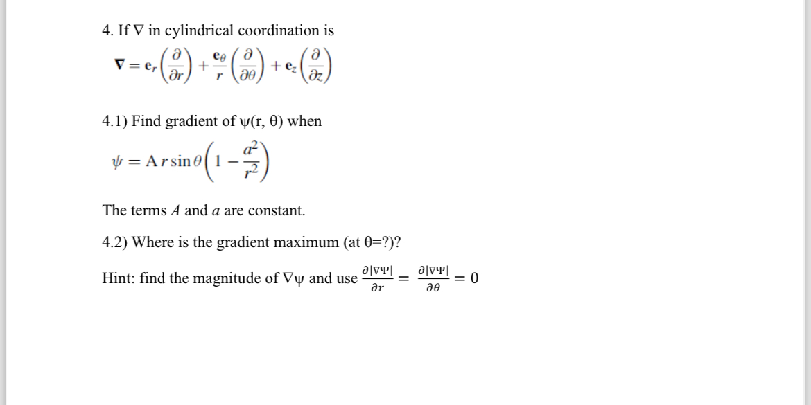 Solved If grad in cylindrical coordination | Chegg.com