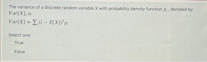Solved The variance of a discrete random variable x with | Chegg.com