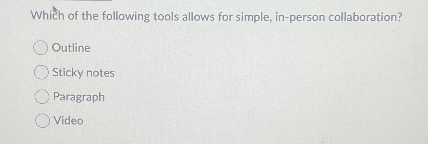 Solved Whicth of the following tools allows for simple, | Chegg.com
