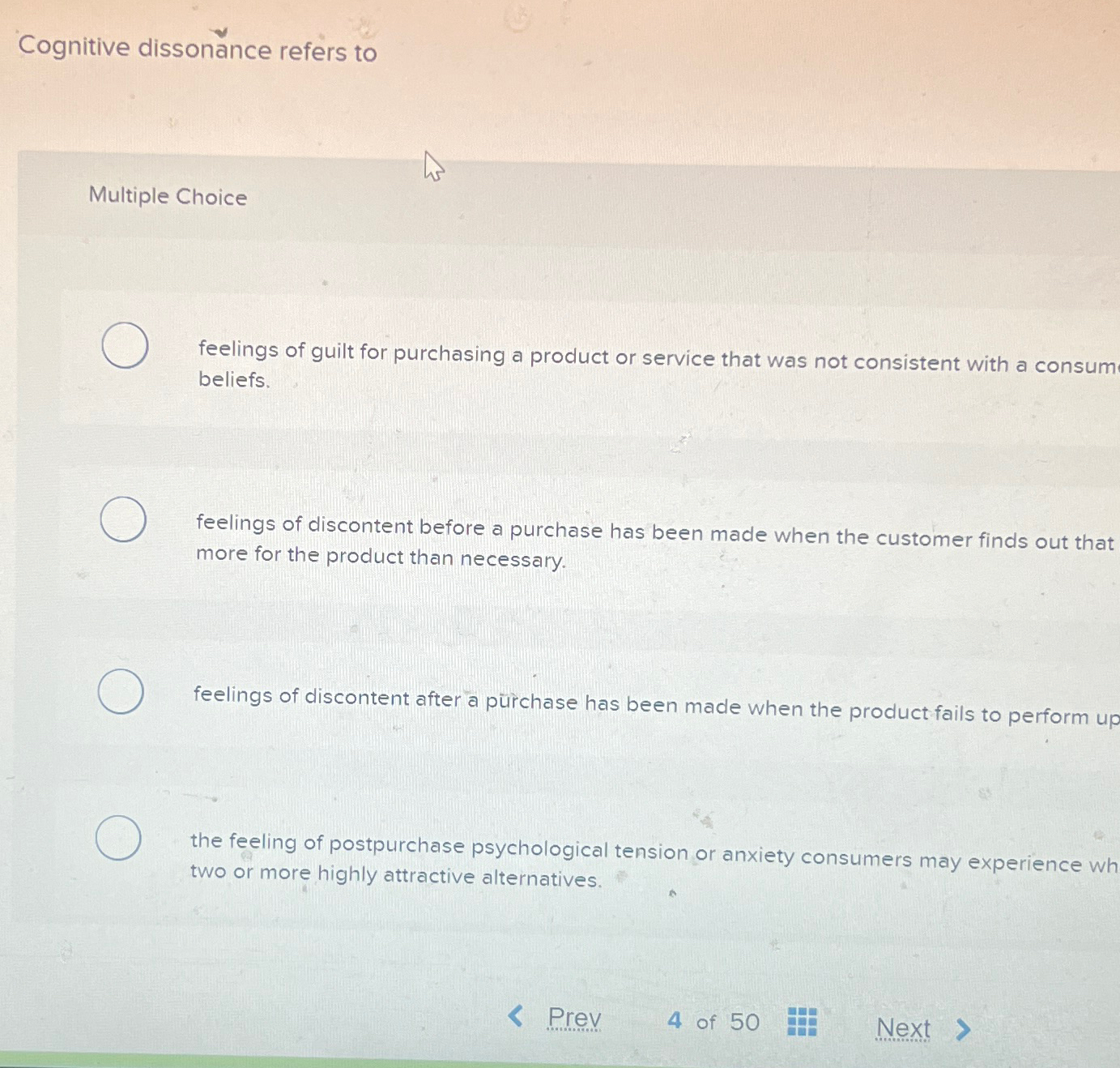 Solved Cognitive dissonance refers toMultiple Choicefeelings | Chegg.com