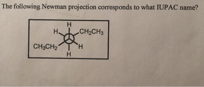 Solved The following Newman projection corresponds to what | Chegg.com