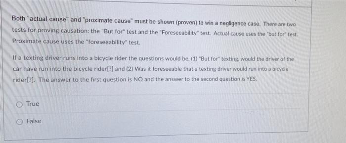 Solved Both "actual cause" and "proximate cause" must be | Chegg.com