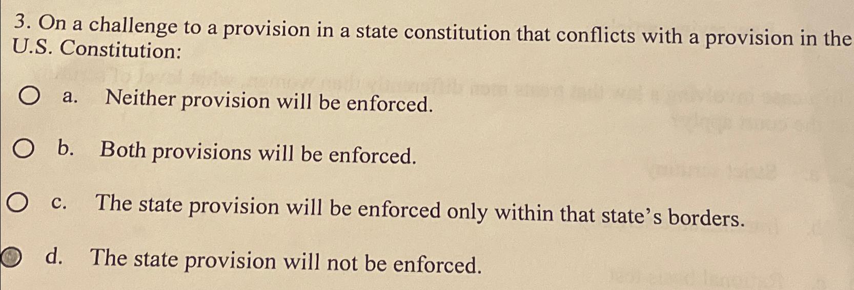 Solved On a challenge to a provision in a state constitution | Chegg.com