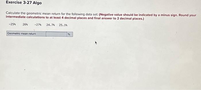 Solved Calculate the geometric mean return for the following | Chegg.com