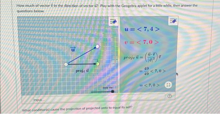Solved How much of vector v in the direction of vector u ? | Chegg.com