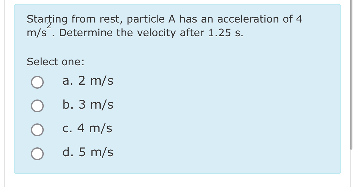 Solved Starting from rest, particle A has an acceleration of | Chegg.com