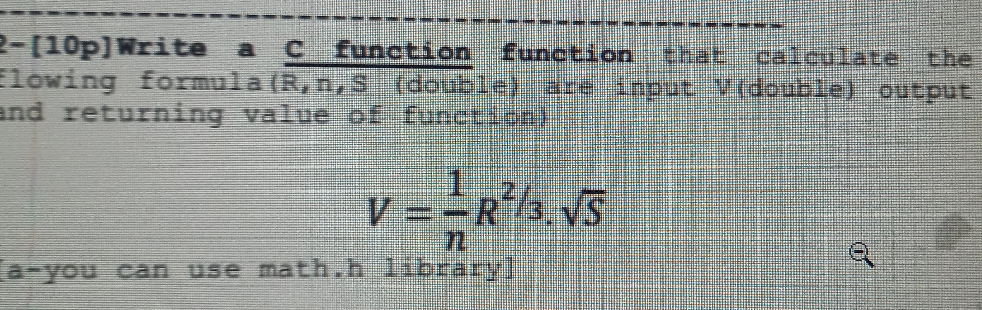 Solved 2 10p Write A C Function Function That Calculate The 7299