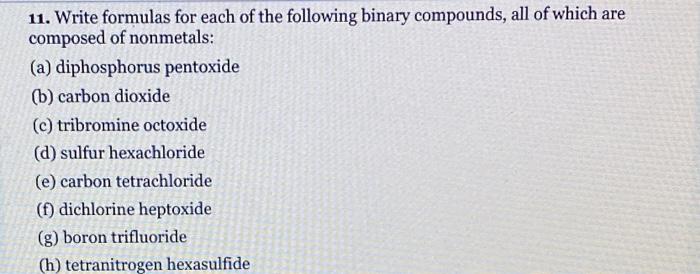 Solved 11. Write formulas for each of the following binary | Chegg.com