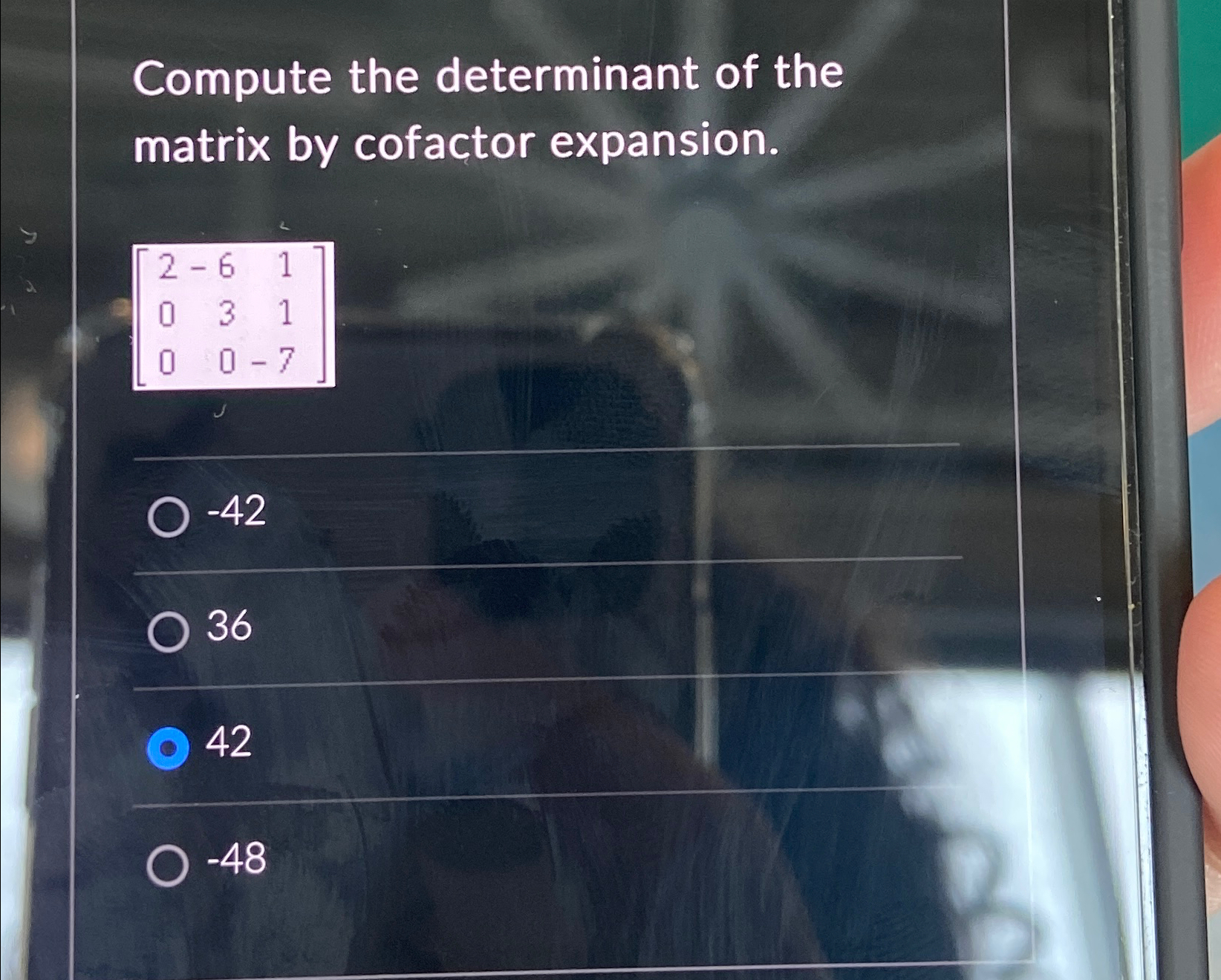 Solved Compute the determinant of the matrix by cofactor | Chegg.com