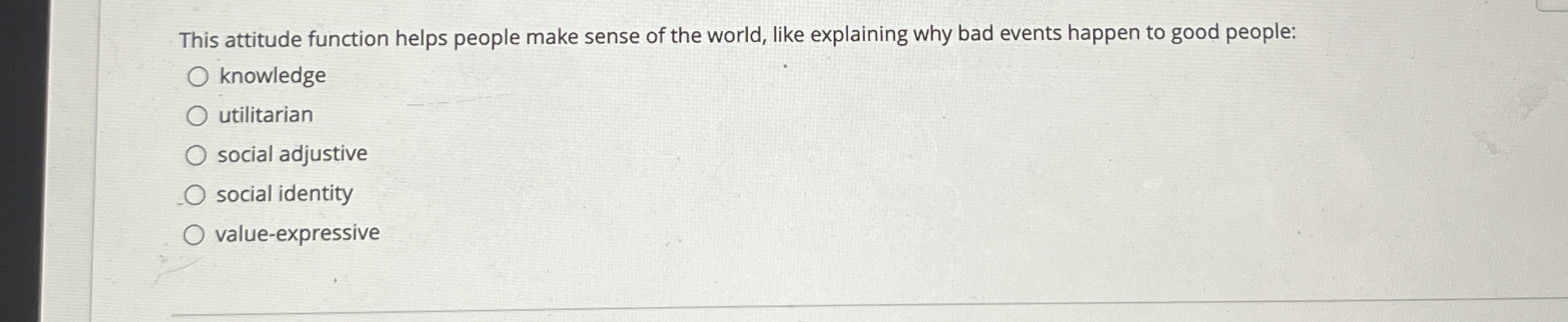 Solved This attitude function helps people make sense of the | Chegg.com