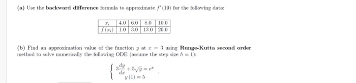 Solved (a) Use the backward difference formula to | Chegg.com