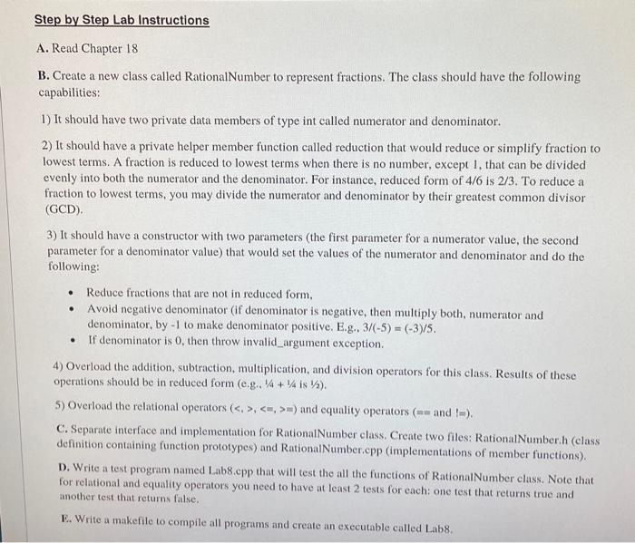 Solved B. Create a new class called RationalNumber to | Chegg.com