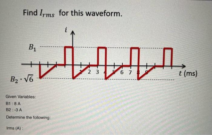 Solved Find Irms for this waveform. B. Given Variables: B1: | Chegg.com