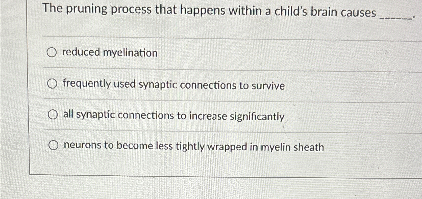 Solved The pruning process that happens within a child's | Chegg.com