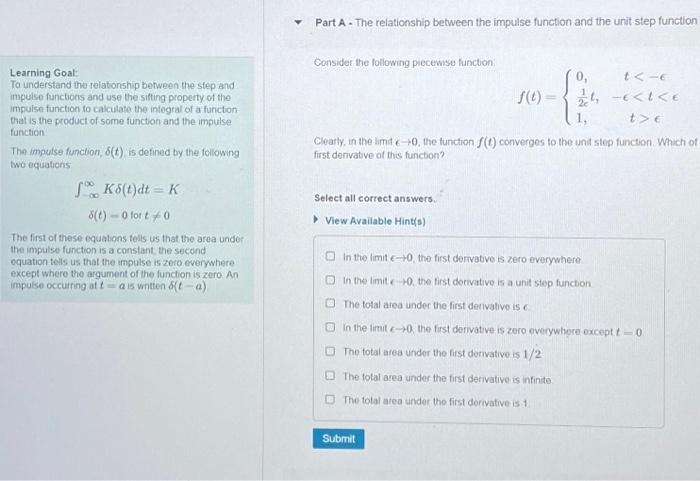 Solved Part A - The relationship between the impulse | Chegg.com