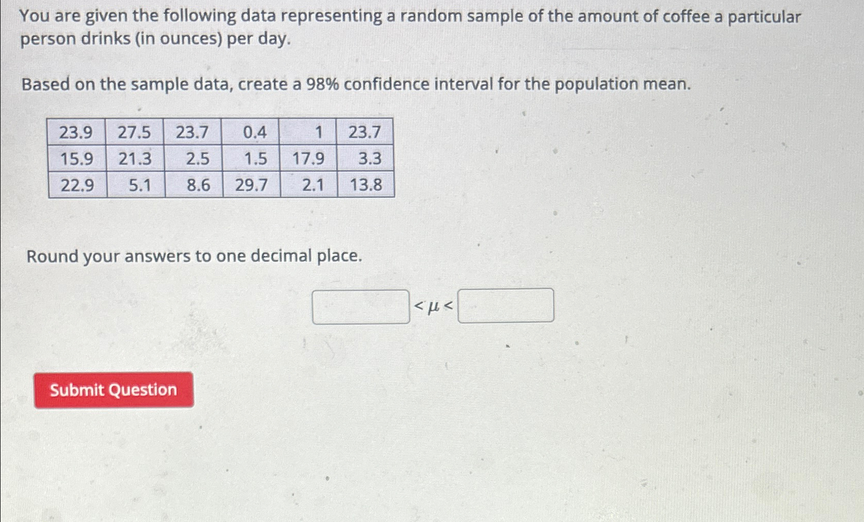 Solved You are given the following data representing a | Chegg.com