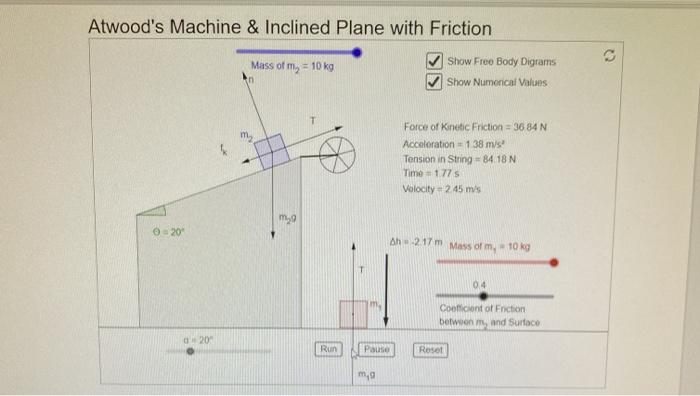 Solved Atwood's Machine & Inclined Plane with Friction Mass | Chegg.com