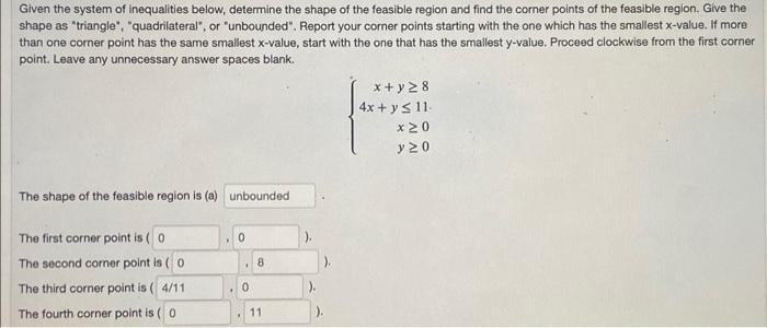 Solved Find the shape of the feasible region and 4 corner | Chegg.com