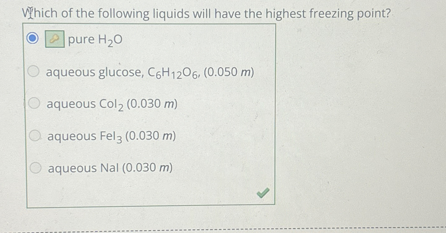 Solved W'hich of the following liquids will have the highest | Chegg.com