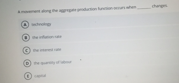 Solved A movement along the aggregate production function | Chegg.com
