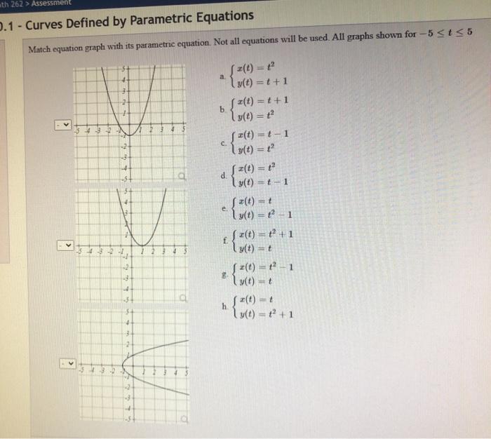 Solved 1 - Curves Defined by Parametric Equations Match | Chegg.com