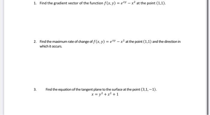 Solved 1. Find the gradient vector of the function | Chegg.com