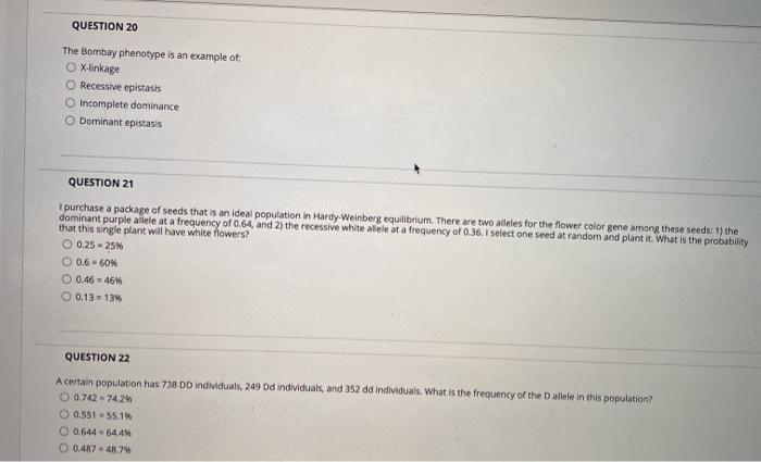 Solved QUESTION 20 The Bombay phenotype is an example of | Chegg.com