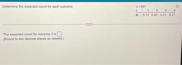 Solved Determine the expected count for each outcome. The | Chegg.com