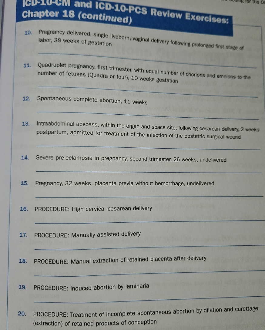 Solved Chapter 18 (continued)10. ﻿Pregnancy delivered, | Chegg.com