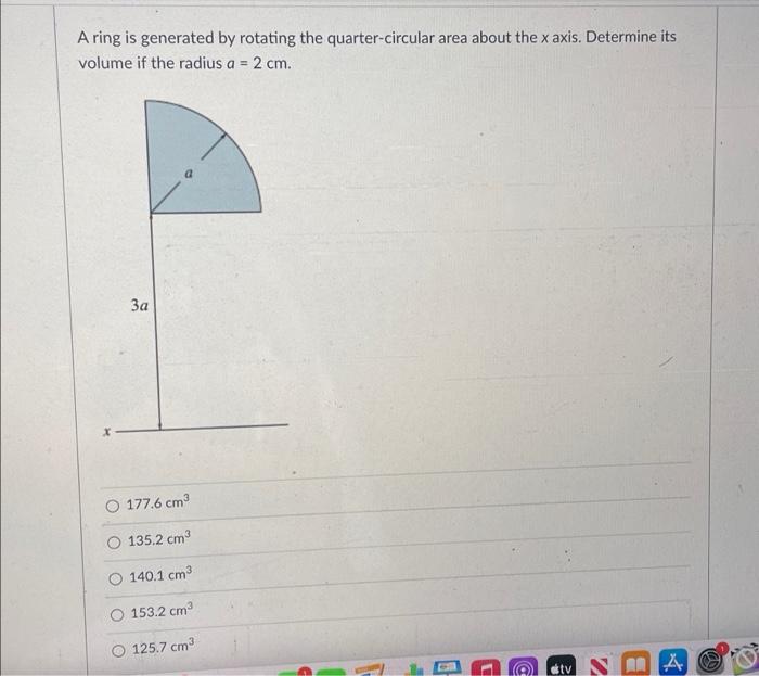 Solved A ring is generated by rotating the quarter-circular | Chegg.com
