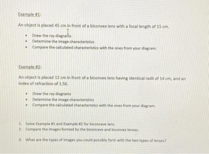 Solved An object is placed 45 cm in front of a biconvex lens | Chegg.com