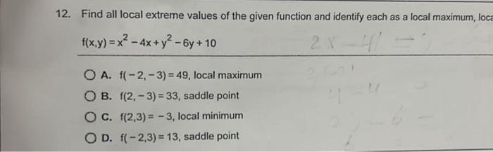 Solved Find all local extreme values of the given function | Chegg.com