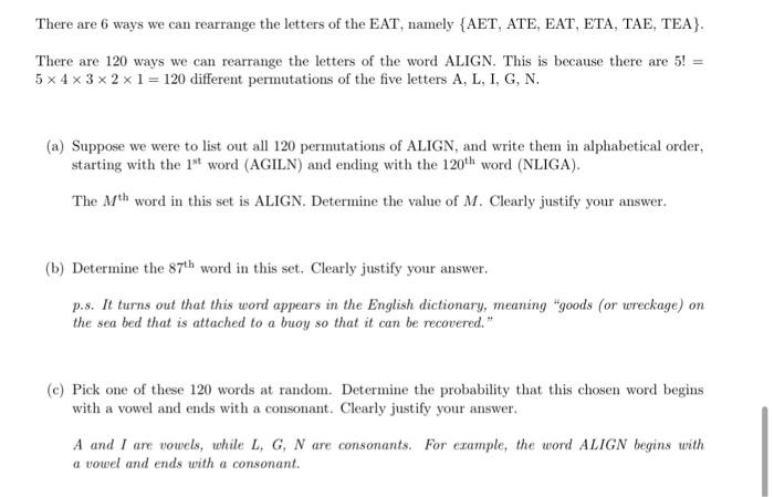 Solved There are 6 ways we can rearrange the letters of the | Chegg.com