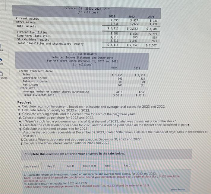Required: 8. Calculate return on investment, based on | Chegg.com
