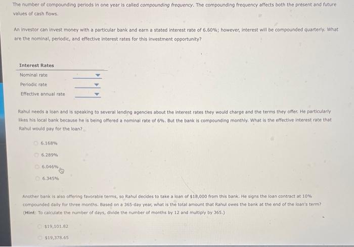 Solved The number of compounding periods in one year is | Chegg.com