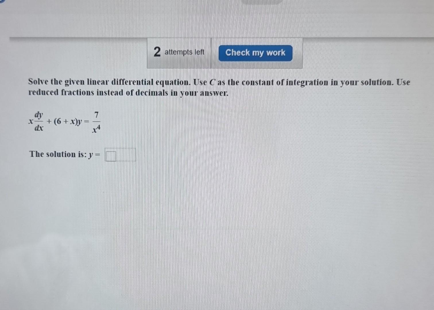 Solved Solve the given linear differential equation. Use C | Chegg.com