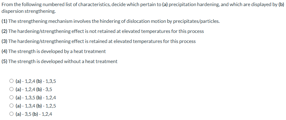 Solved From the following numbered list of ﻿characteristics, | Chegg.com