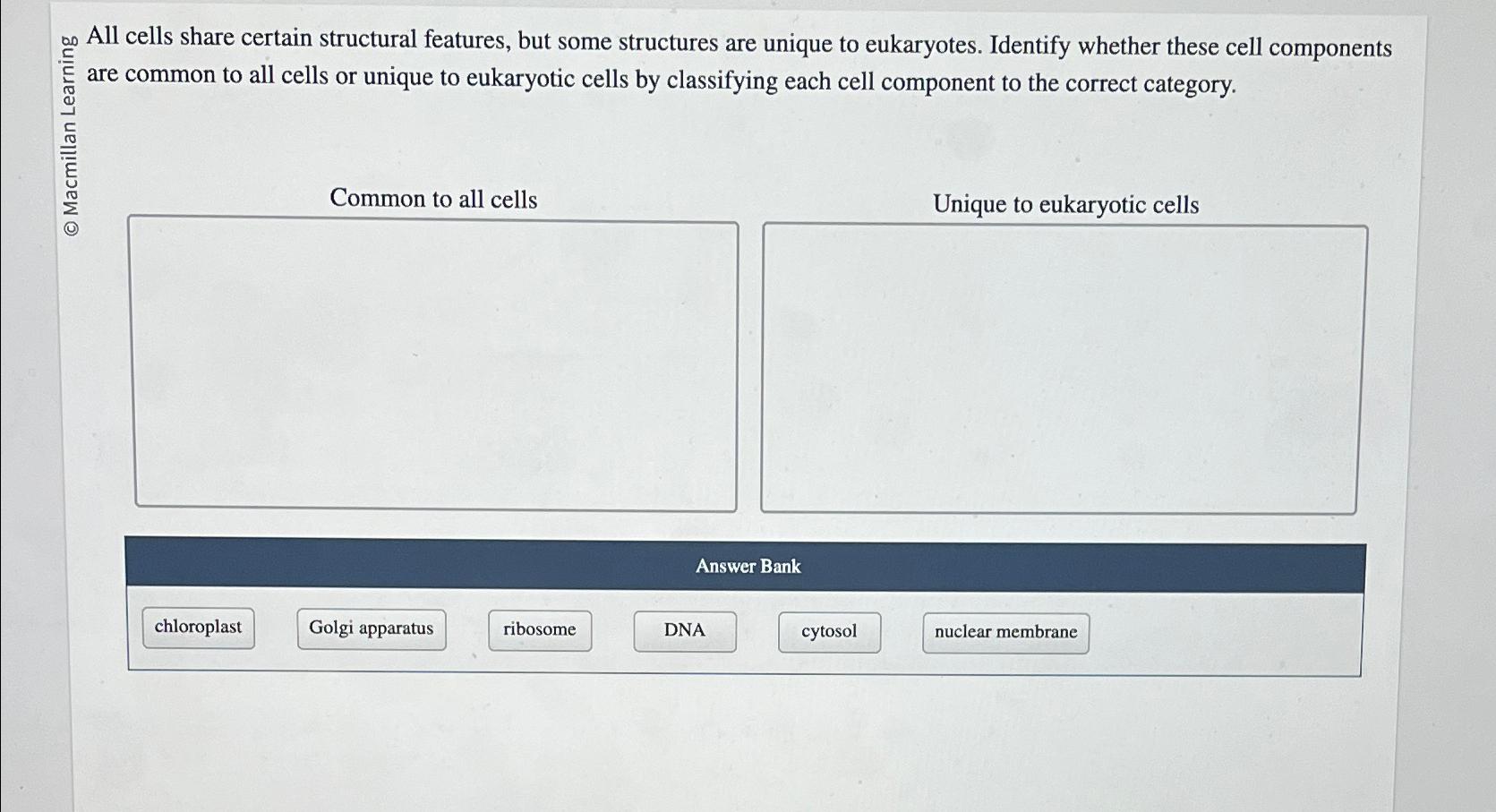 Solved All cells share certain structural features, but some | Chegg.com