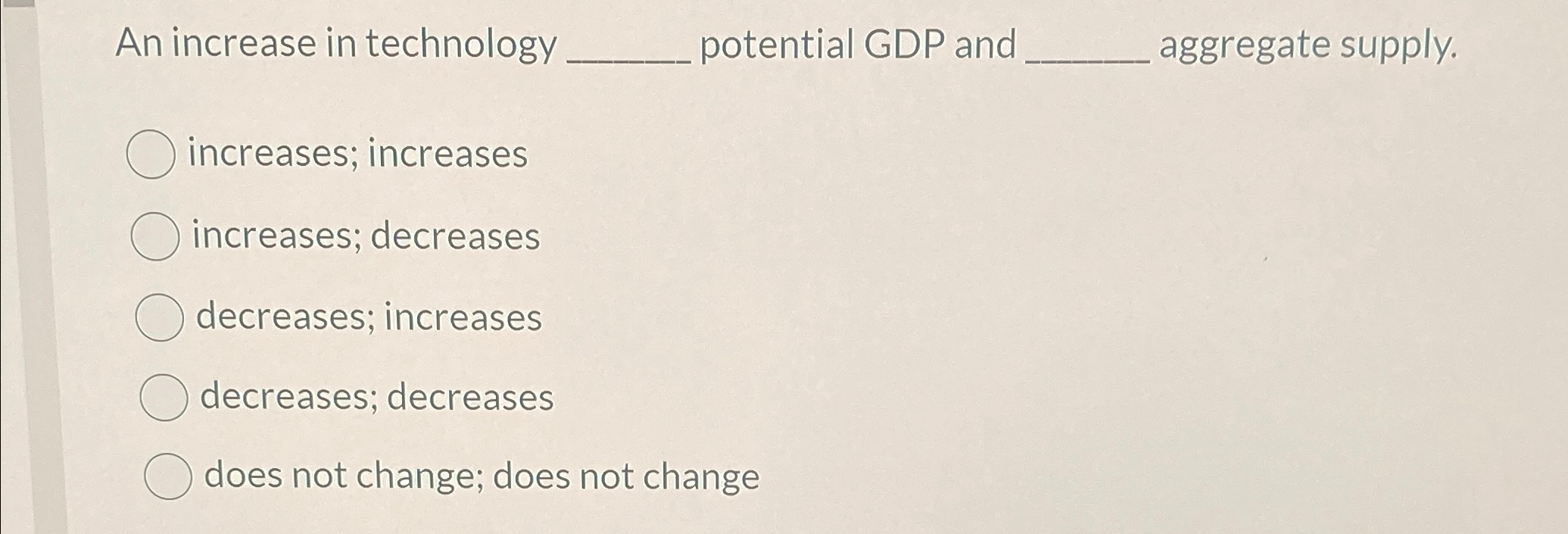 Solved An increase in technology ﻿potential GDP and | Chegg.com