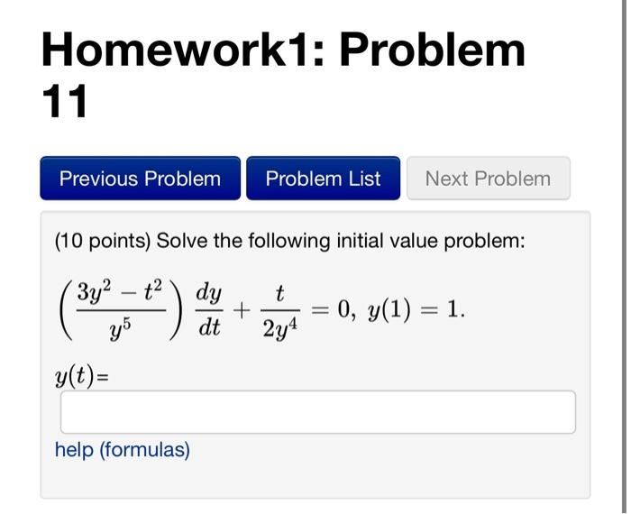 Homework1: Problem 11 (10 points) Solve the following | Chegg.com